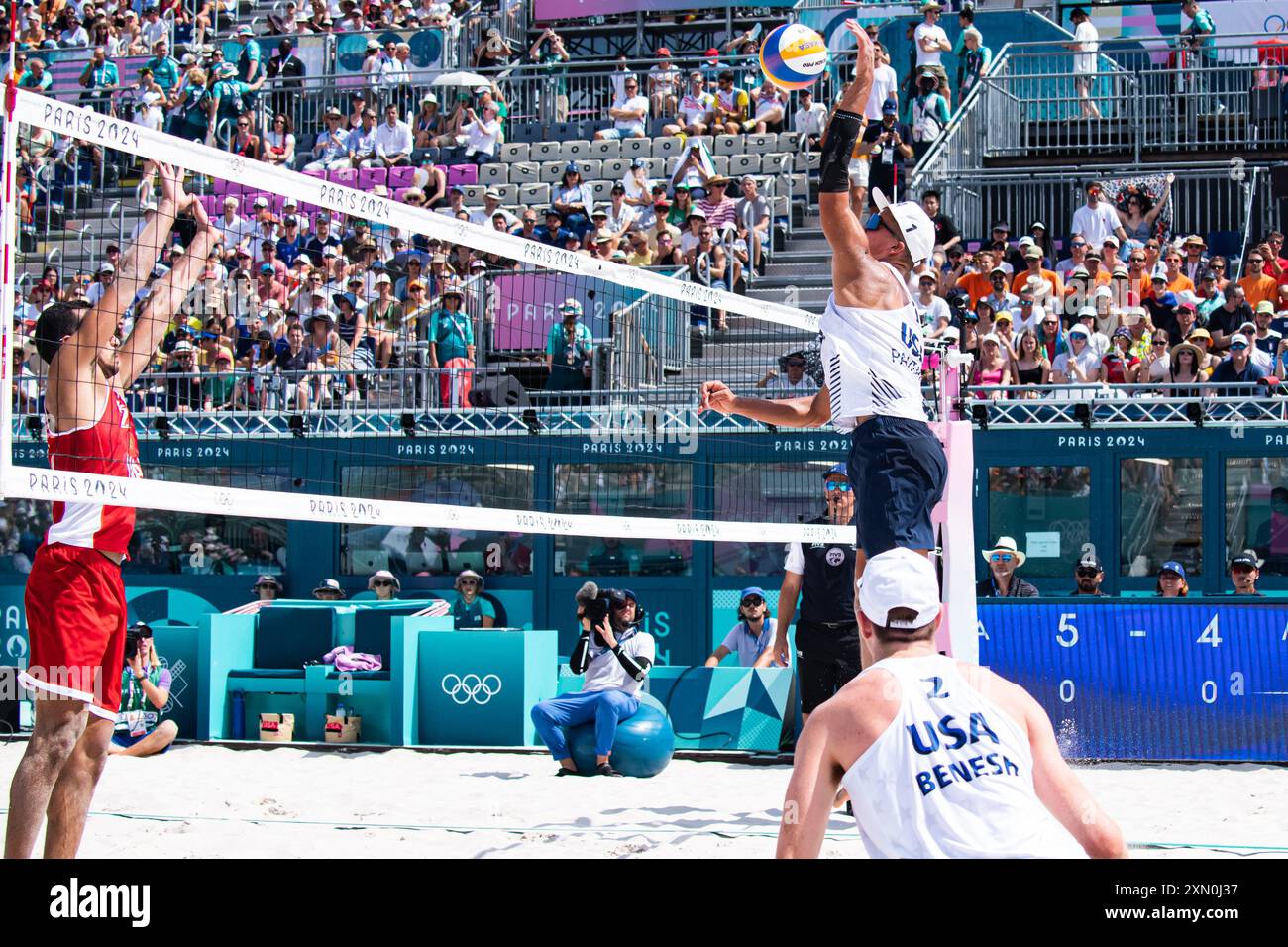 Paris, France. 30th July, 2024. Miles Partain (USA), Beach Volleyball, Men's Preliminary Phase ...