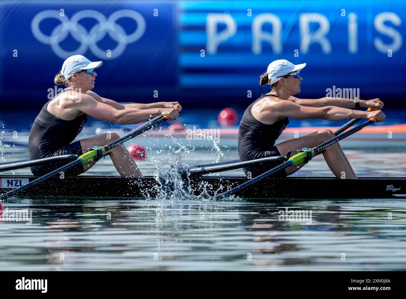 New Zealand's Lucy Spoors and Brooke Francis compete in the women's ...