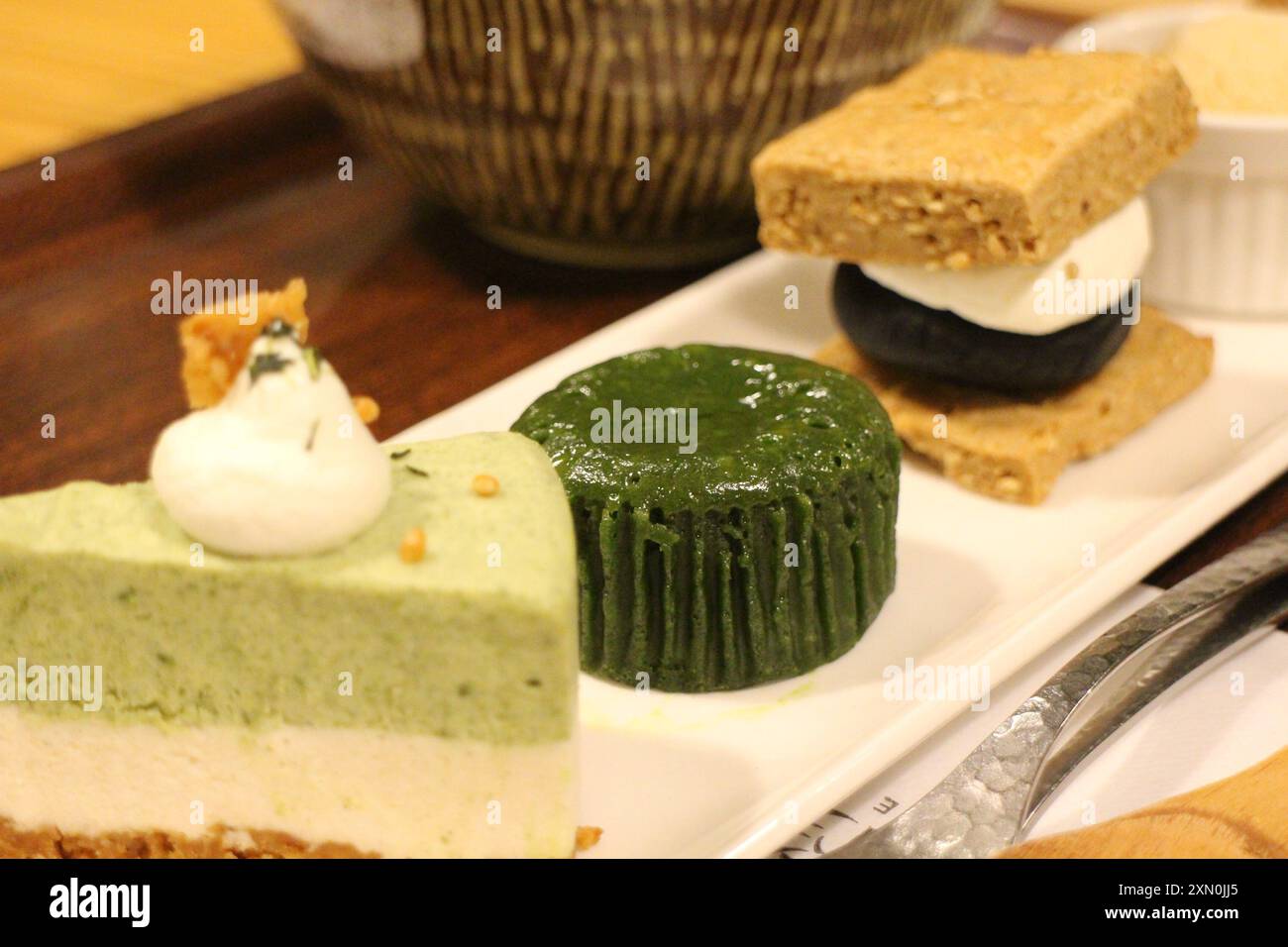 Japanese matcha tea dessert plate in Kyoto, Japan Stock Photo - Alamy