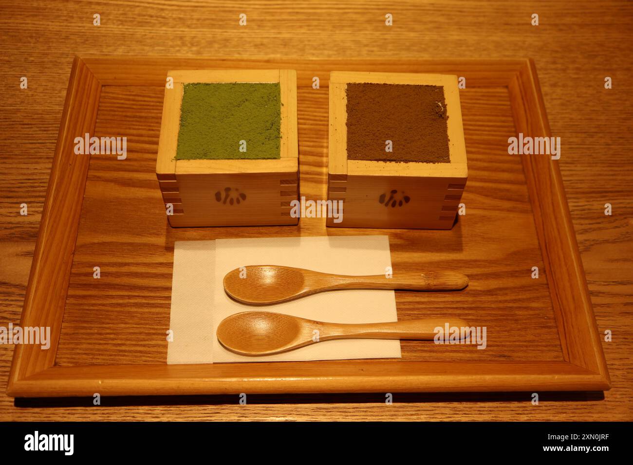 Matcha tiramisu and hojicha tiramisu in Kyoto, Japan Stock Photo - Alamy