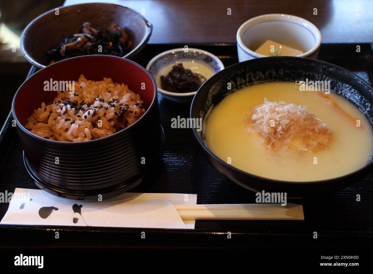 Japanese cuisine : White miso soup lunch set in Kyoto, Japan Stock ...