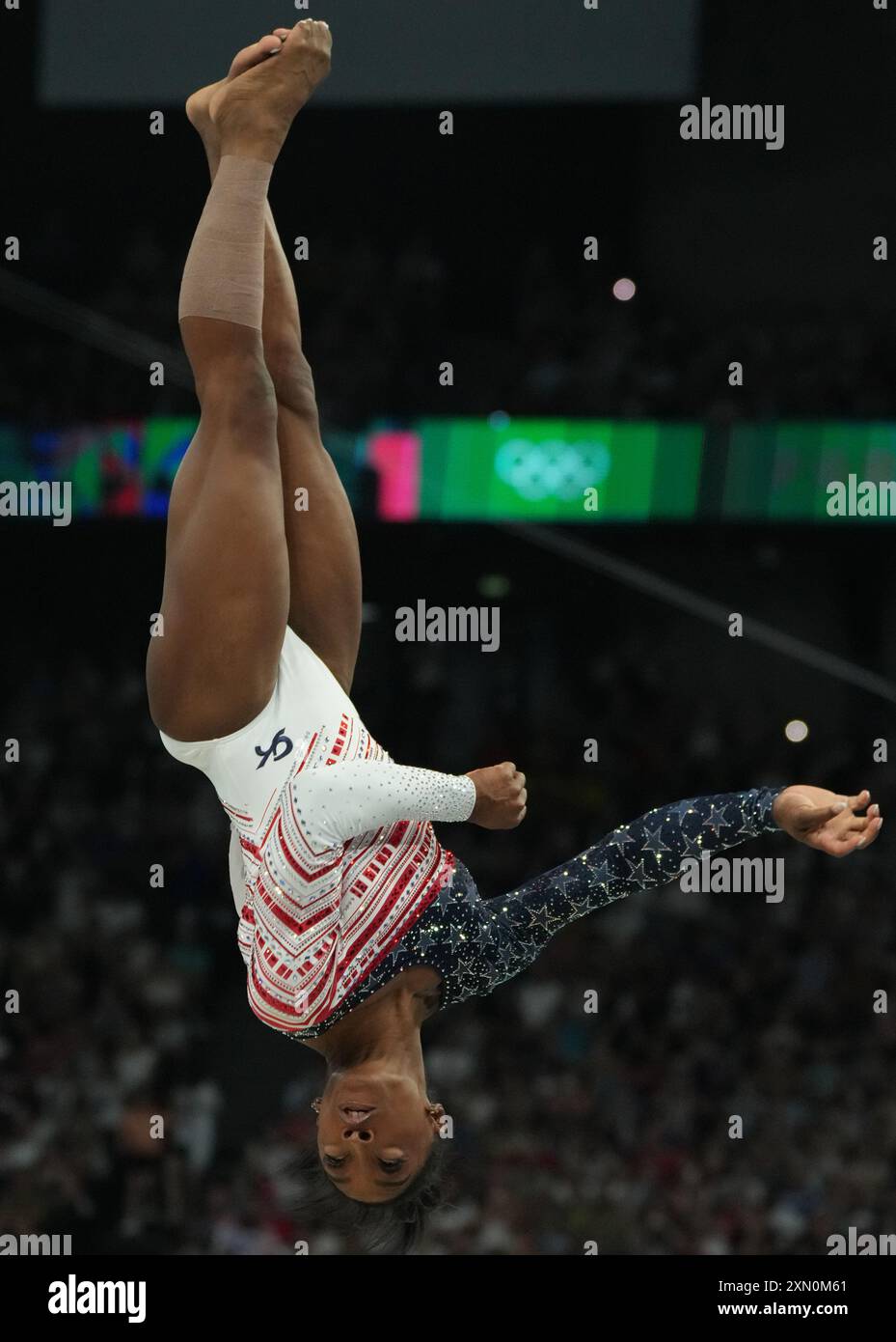 Paris, France. 30th July, 2024. Simone Biles of the U.S. performs on ...