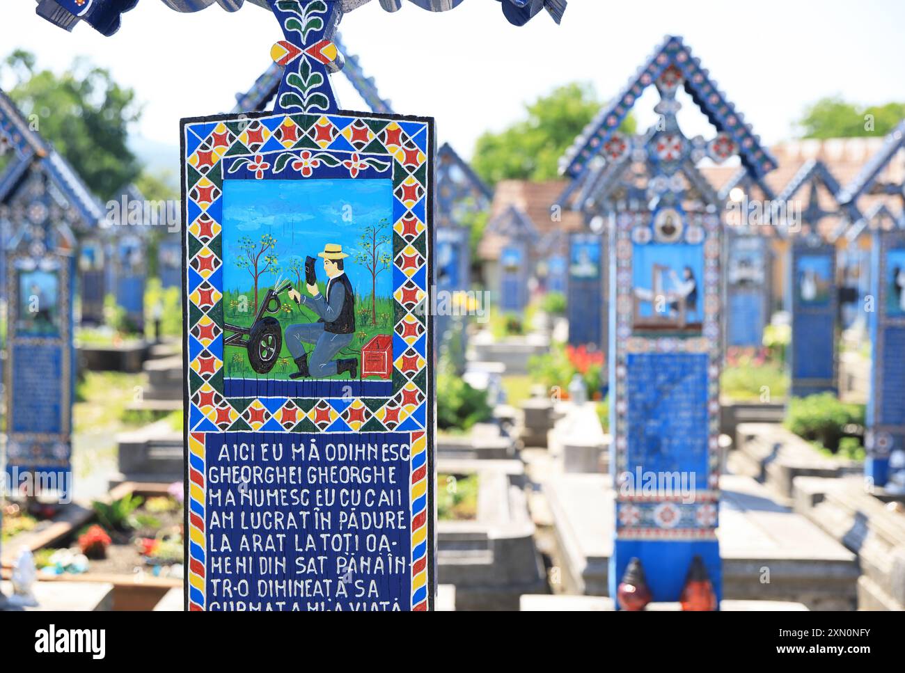 The Merry Cemetery, Sapanta, Maramures, famous for brightly coloured ...