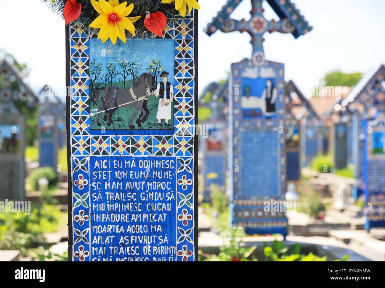 The Merry Cemetery, Sapanta, Maramures, famous for brightly coloured ...