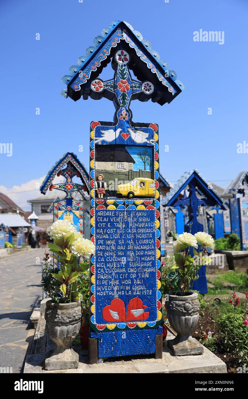 The Merry Cemetery, Sapanta, Maramures, famous for brightly coloured ...