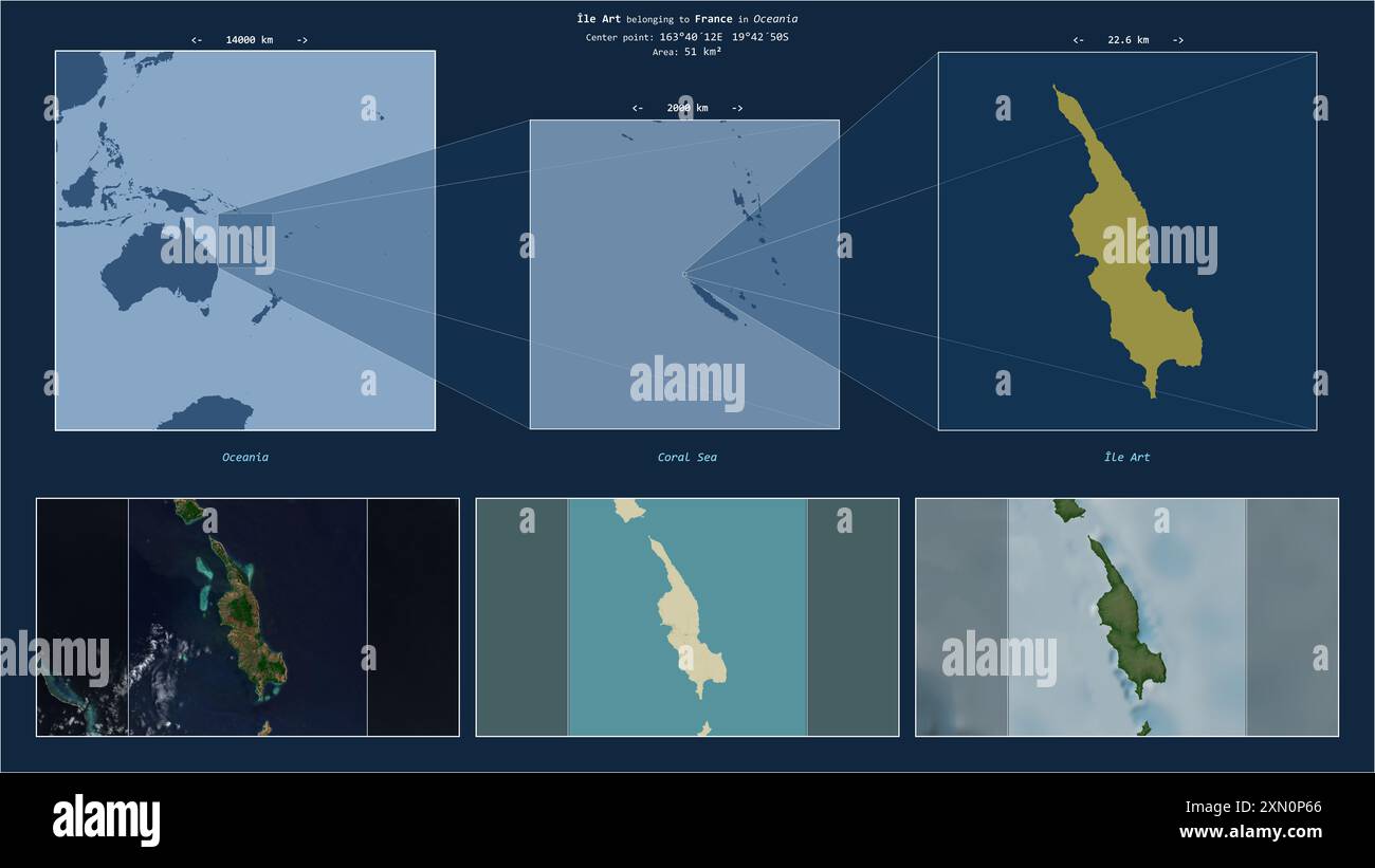 Ile Art in the Coral Sea - belonging to France. Described location ...