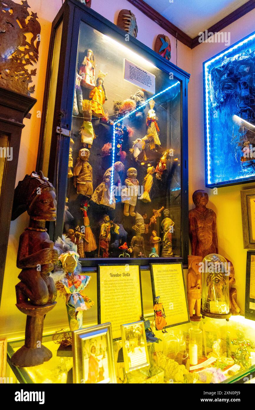 Cabinet with Voodoo dolls at the New Orleans Historic Voodoo Museum ...