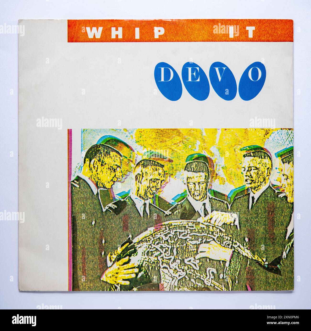 Picture cover of the 12 inch single version of Whip It by Devo, which was released in 1980 Stock ...