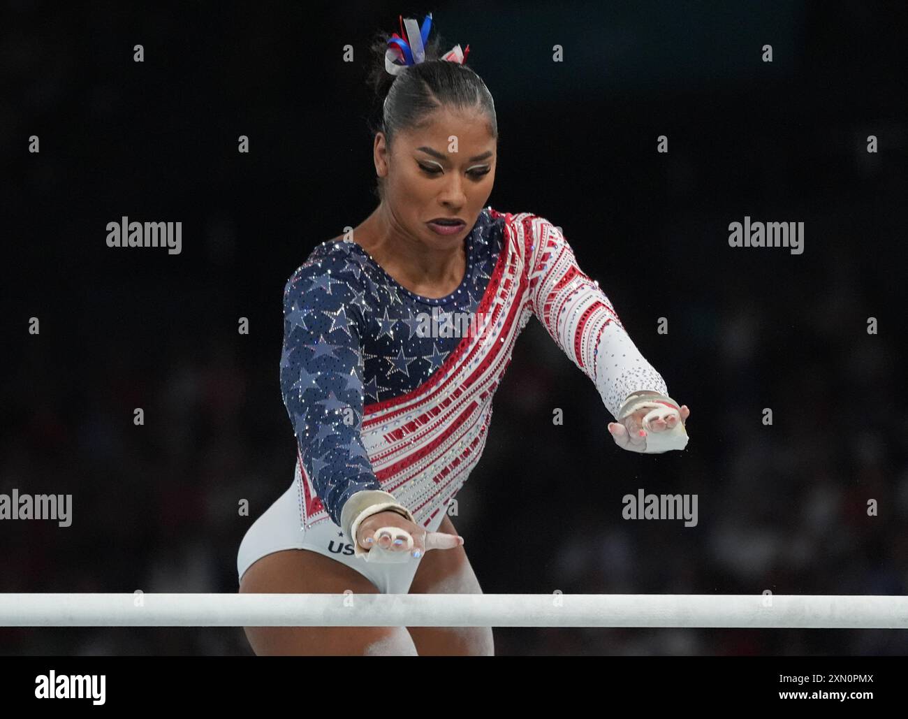 Paris, France. 30th July, 2024. Jordan Chiles of the U.S. performs on ...