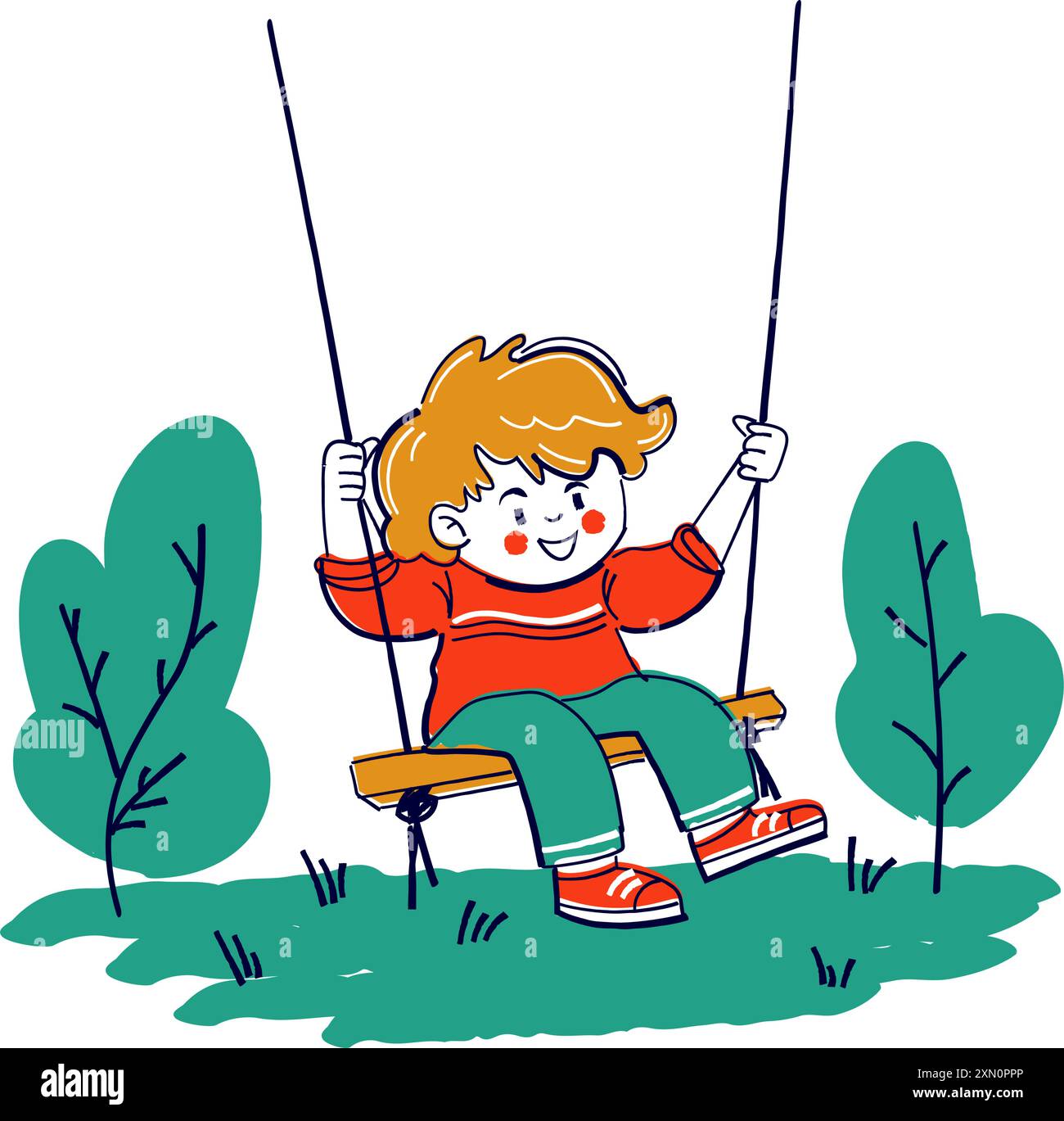 Hand drawn vector illustration happy swinging hi-res stock photography ...