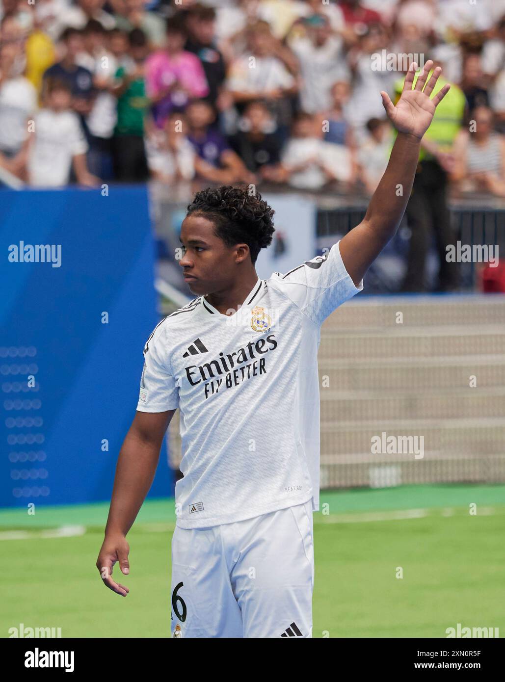 Brazilian forward Endrick during his presentation as a new Real Madrid ...