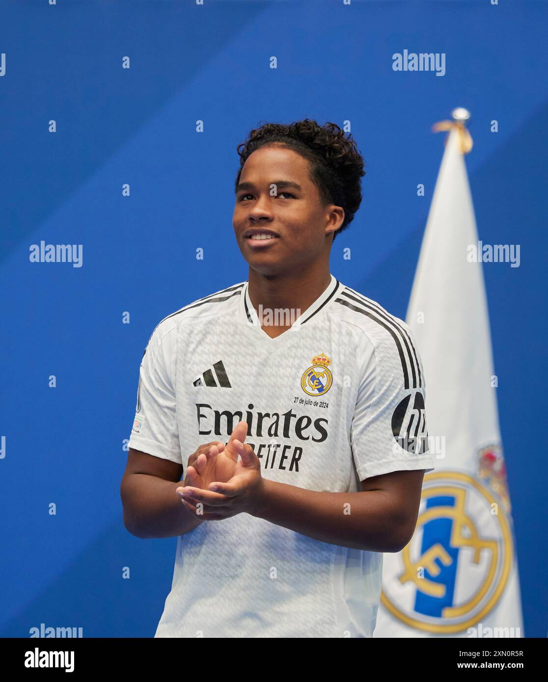 Brazilian forward Endrick during his presentation as a new Real Madrid ...