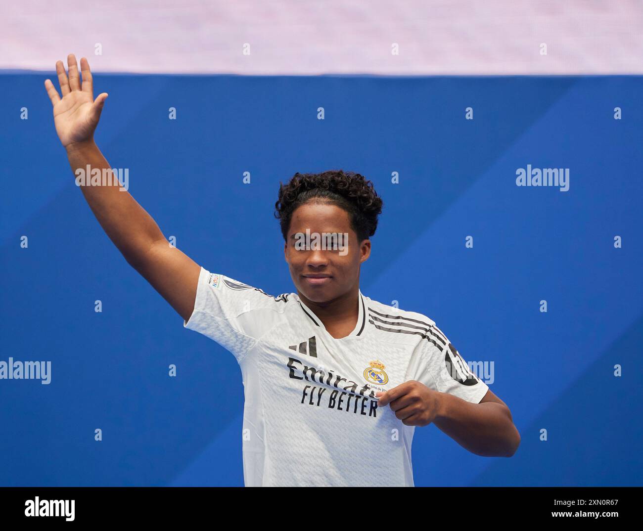 Brazilian forward Endrick during his presentation as a new Real Madrid ...
