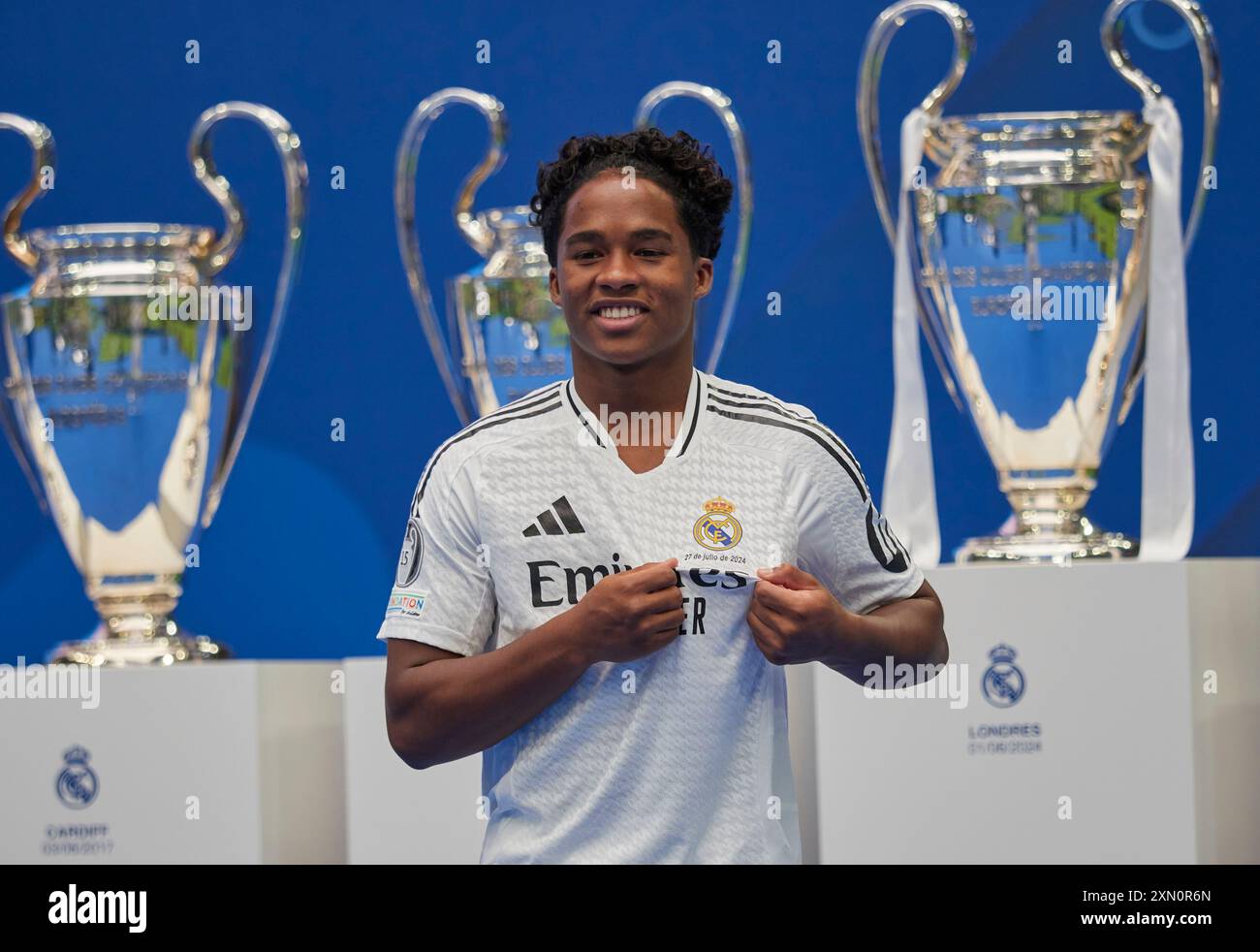Brazilian forward Endrick during his presentation as a new Real Madrid ...