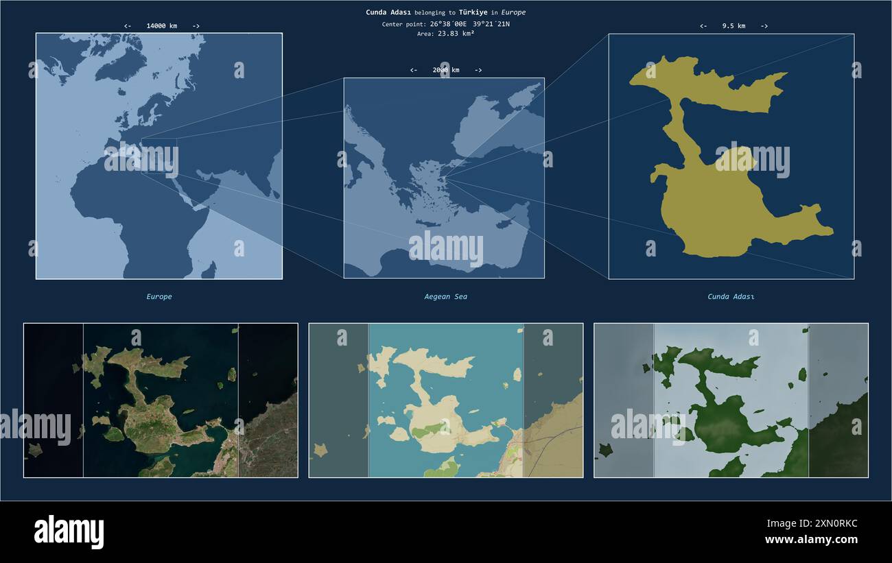 Cunda Adas in the Aegean Sea - belonging to Turkiye. Described location ...