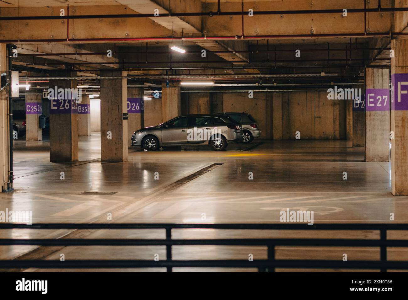 Empty parking lot with dim light. Underground parking garage Stock ...