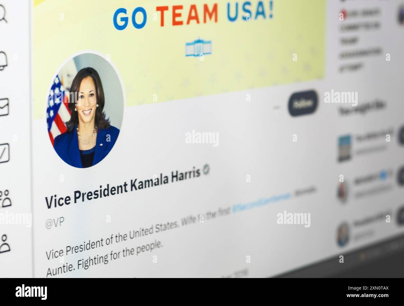 Poltava. Ukraine. July 30, 2024 Ukraine. Close-up of Kamala Harris ...