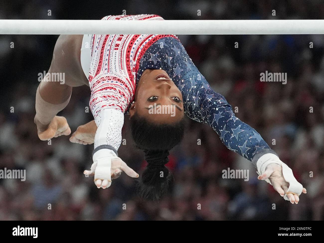 Paris, France. 30th July, 2024. Simone Biles of the U.S. performs on ...