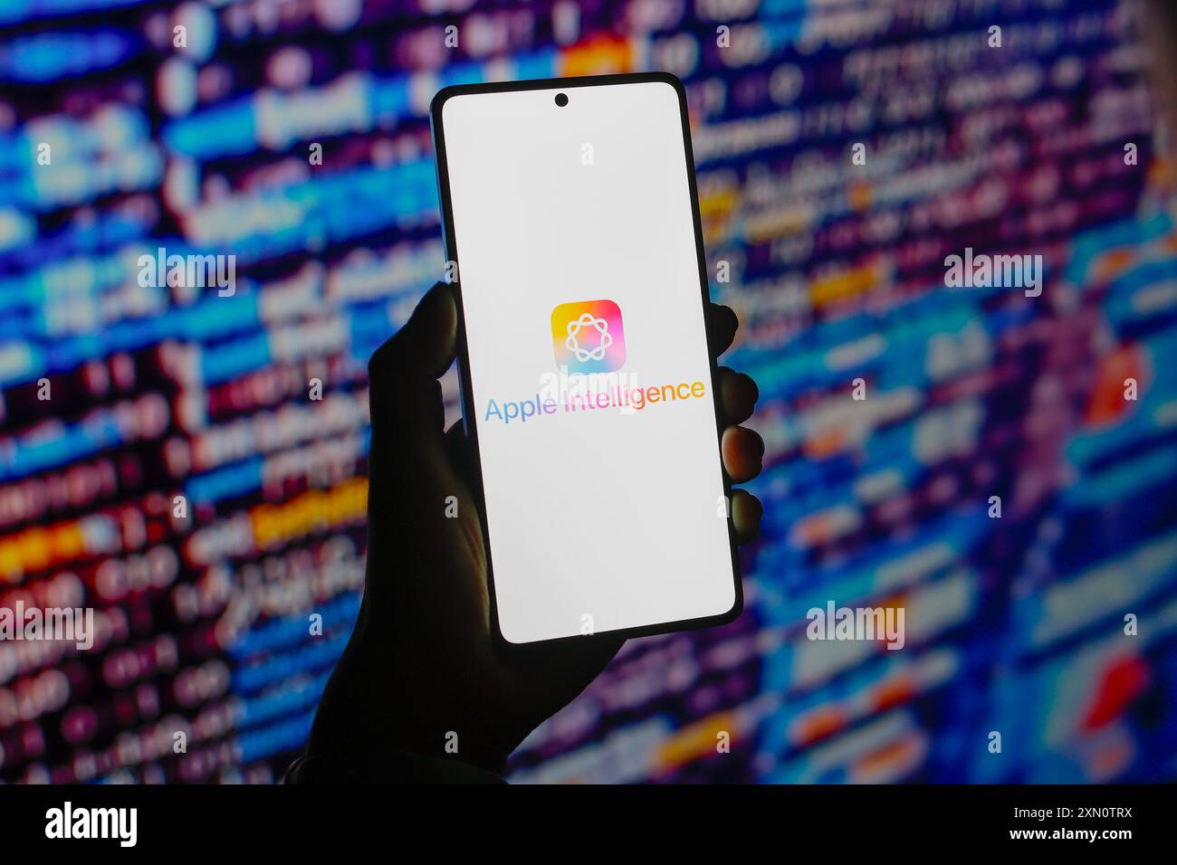 In this photo illustration, the Apple Intelligence logo is displayed on ...