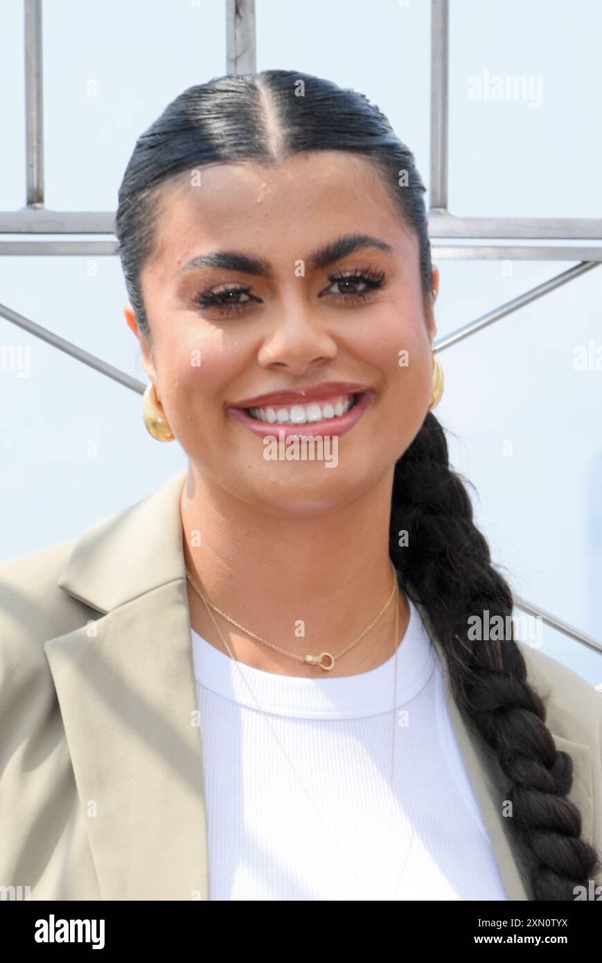 New York, USA. 30th July, 2024. Drew Afualo visits the Empire State ...