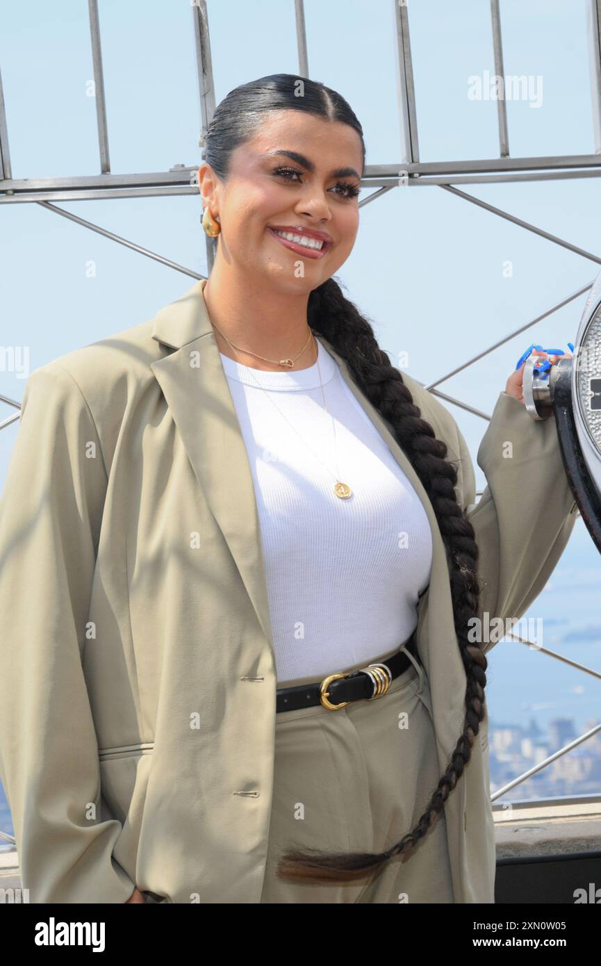 New York, USA. 30th July, 2024. Drew Afualo visits the Empire State ...