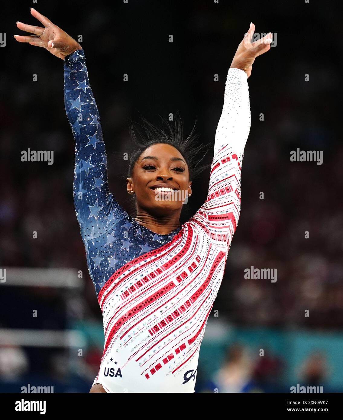 USA's Simone Biles following her performance on the Balance Beam during ...