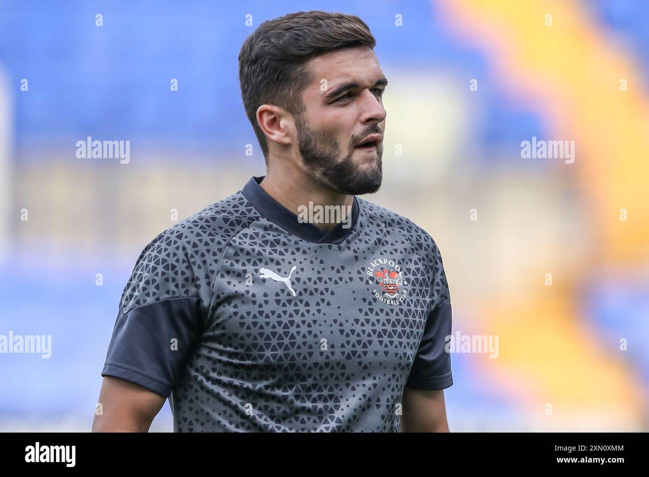 Jake Daniels of Blackpool arrives during the Pre-season friendly match ...