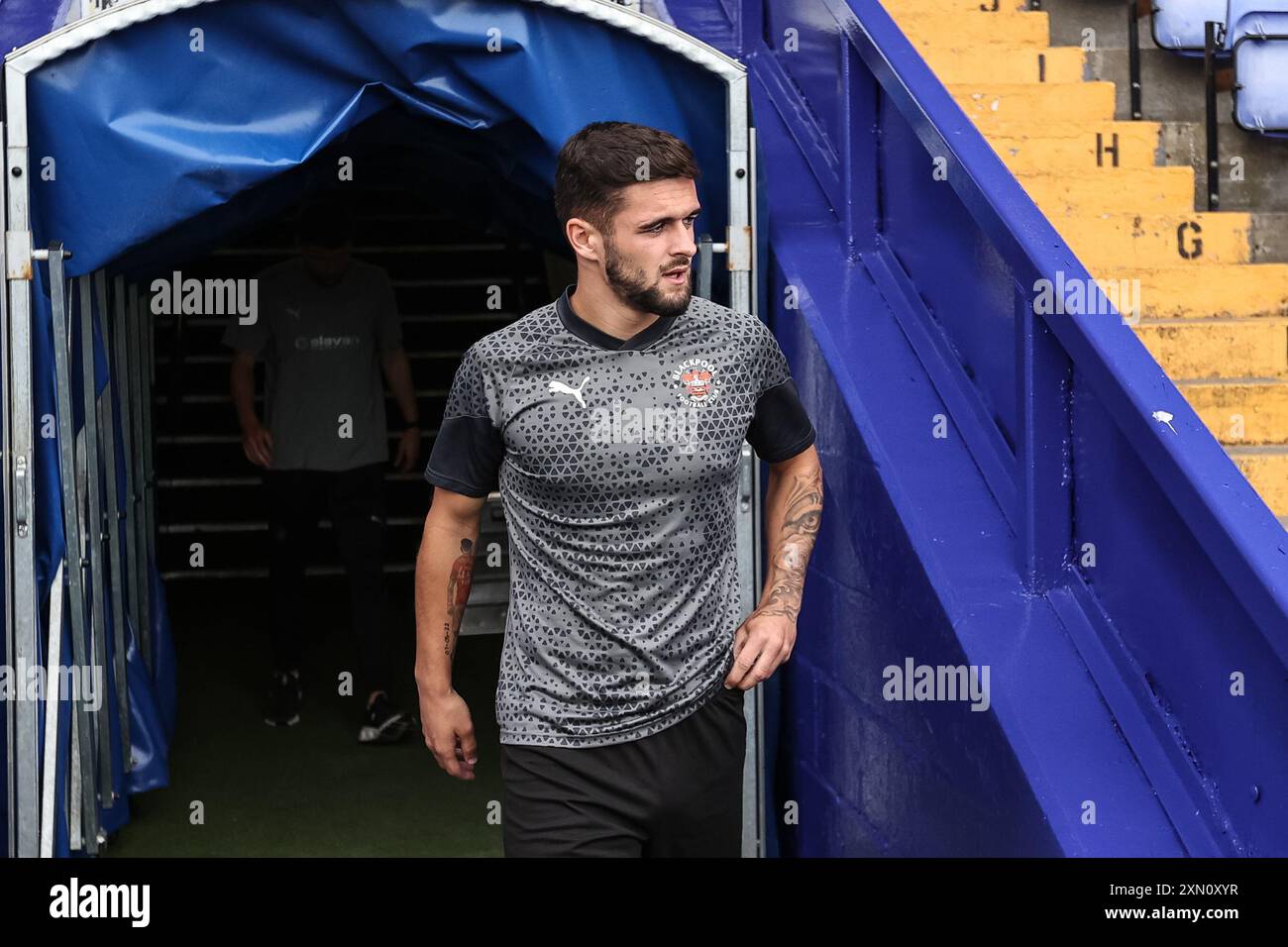 Jake Daniels of Blackpool arrives during the Pre-season friendly match ...