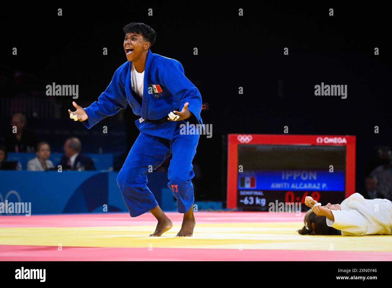 Paris, France. 30th July, 2024. Prisca Awiti Alcaraz ( MEX ) celebrates ...