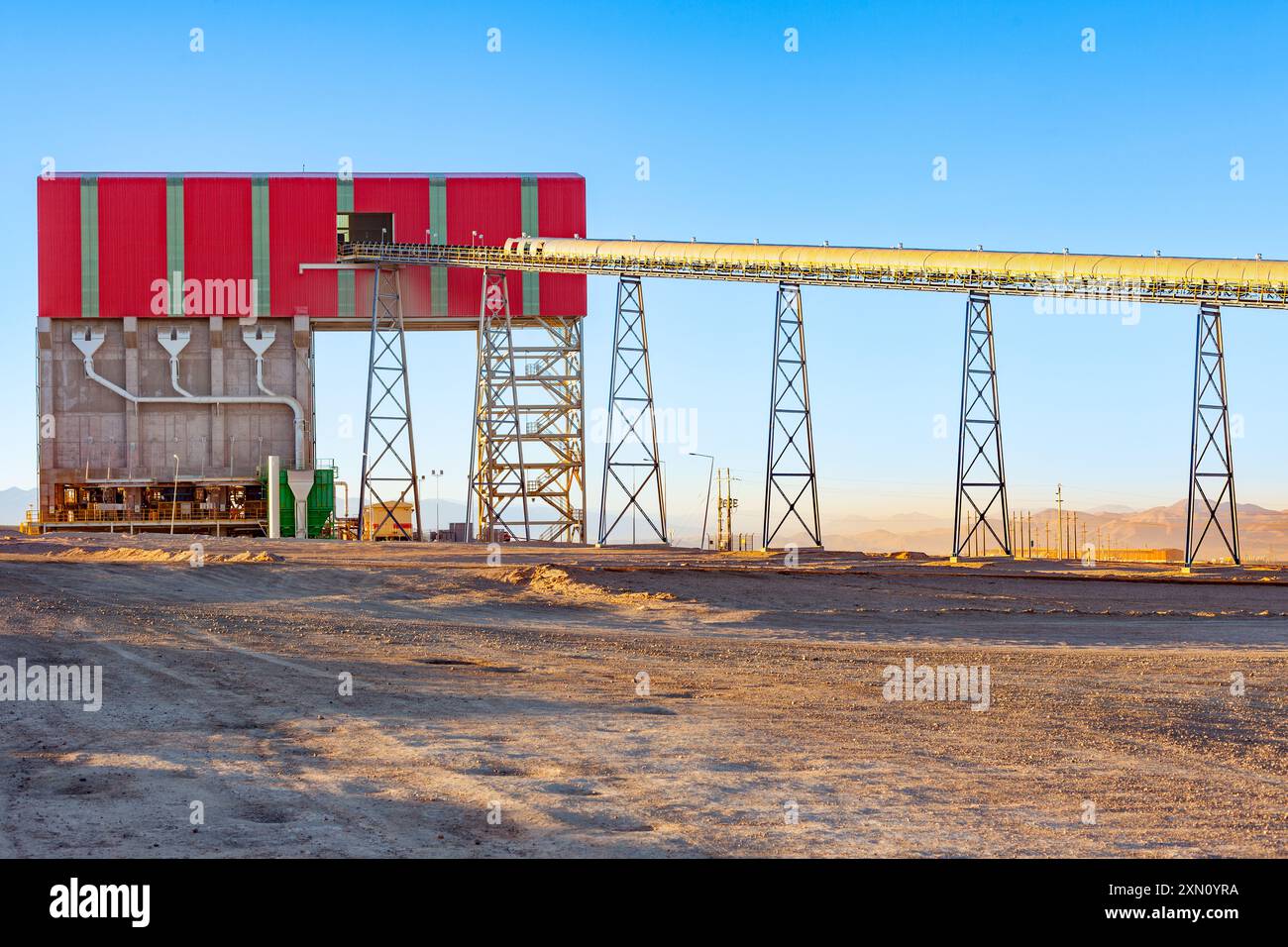 Conveyor belt and mineral processing plant at an open-pit copper mine ...