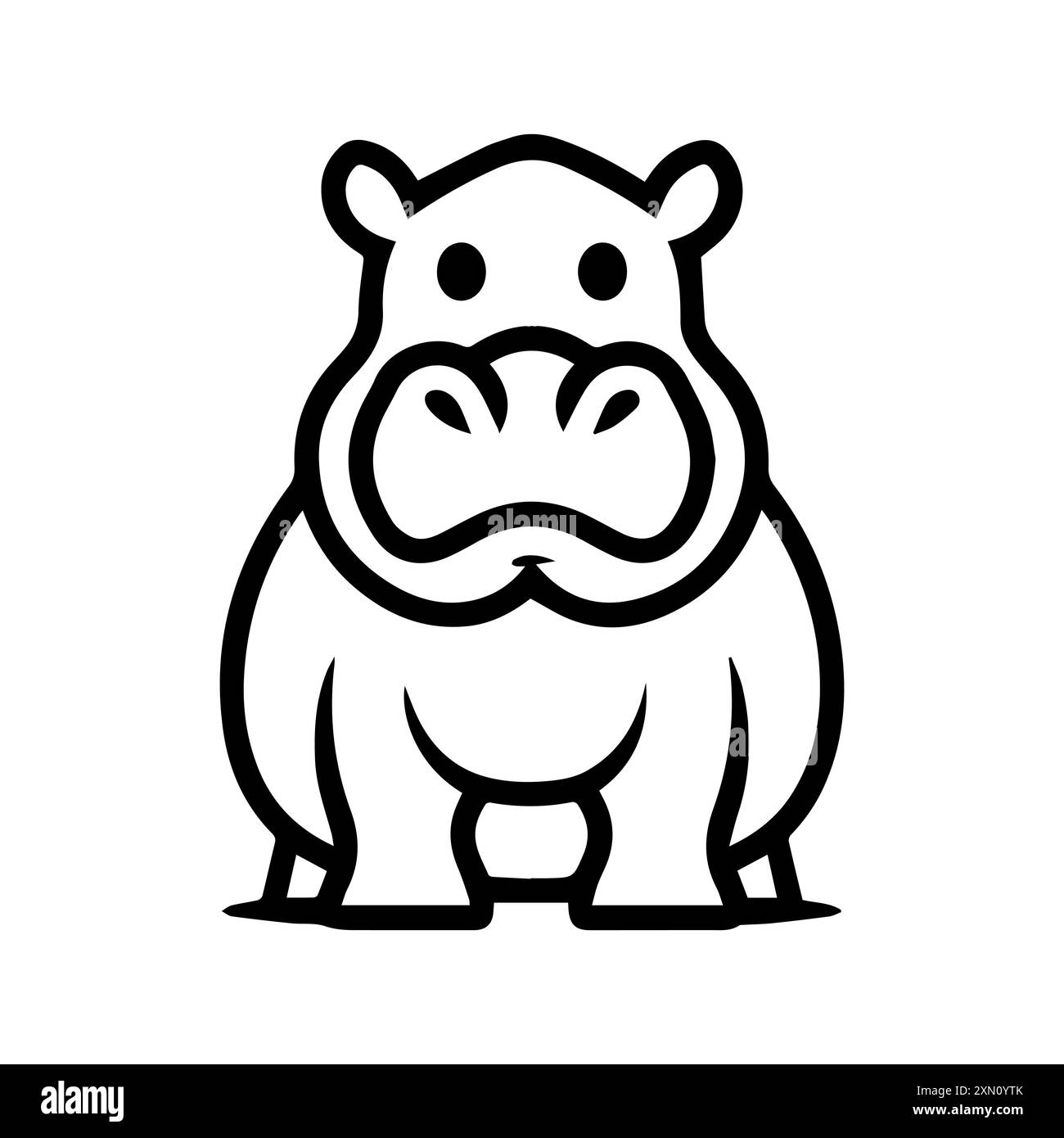 Hippopotamus icon or modern line symbol. Vector line art and icon ...