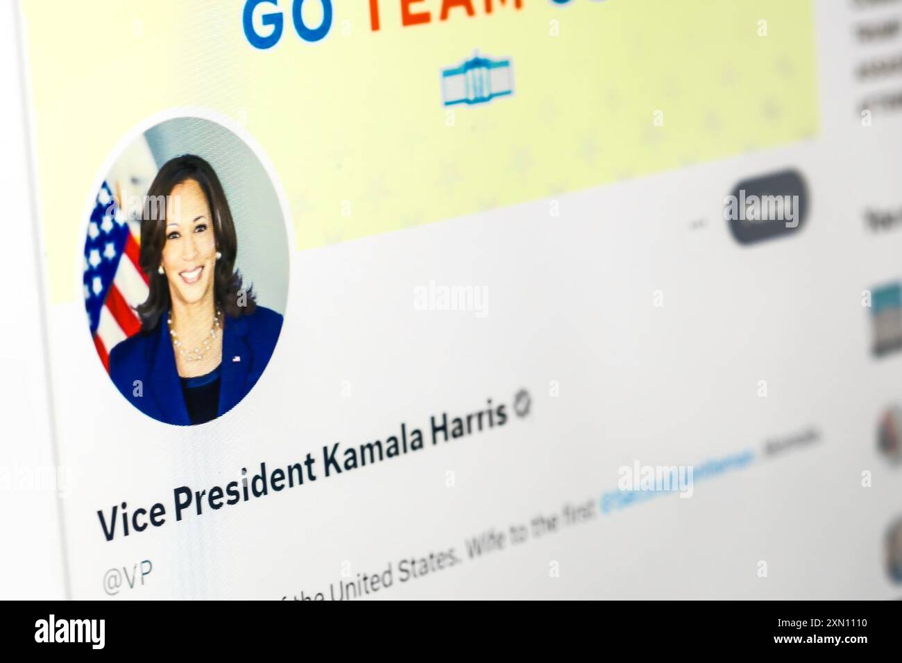 Poltava. Ukraine. July 30, 2024 Ukraine. Close-up of Kamala Harris ...