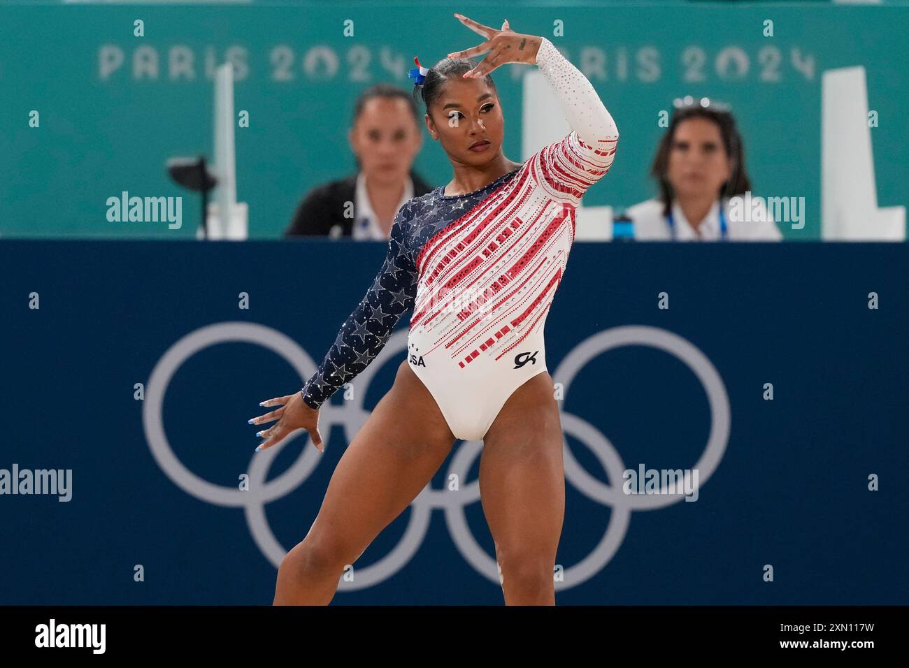 Jordan Chiles, of the United States, performs on the floor during the ...
