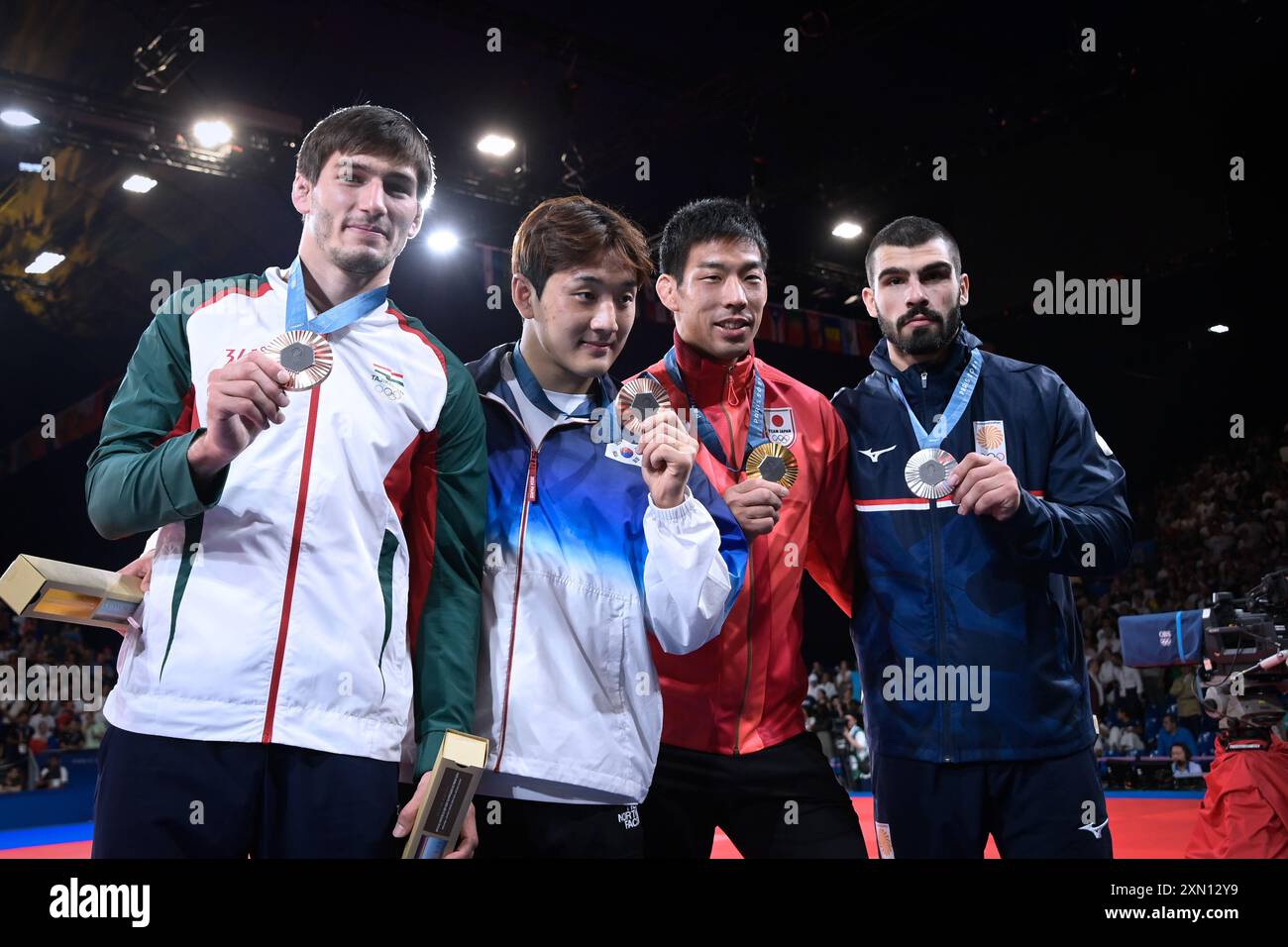 Somon Makhmadbekov ( TJK ) Bronze medal, Joonhwan Lee ( KOR ) Bronze ...