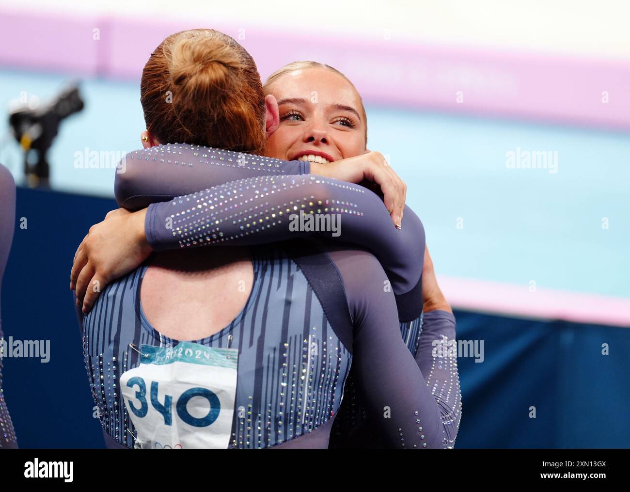 Great Britain's Alice Kinsella with Ruby Evans following the artistic ...