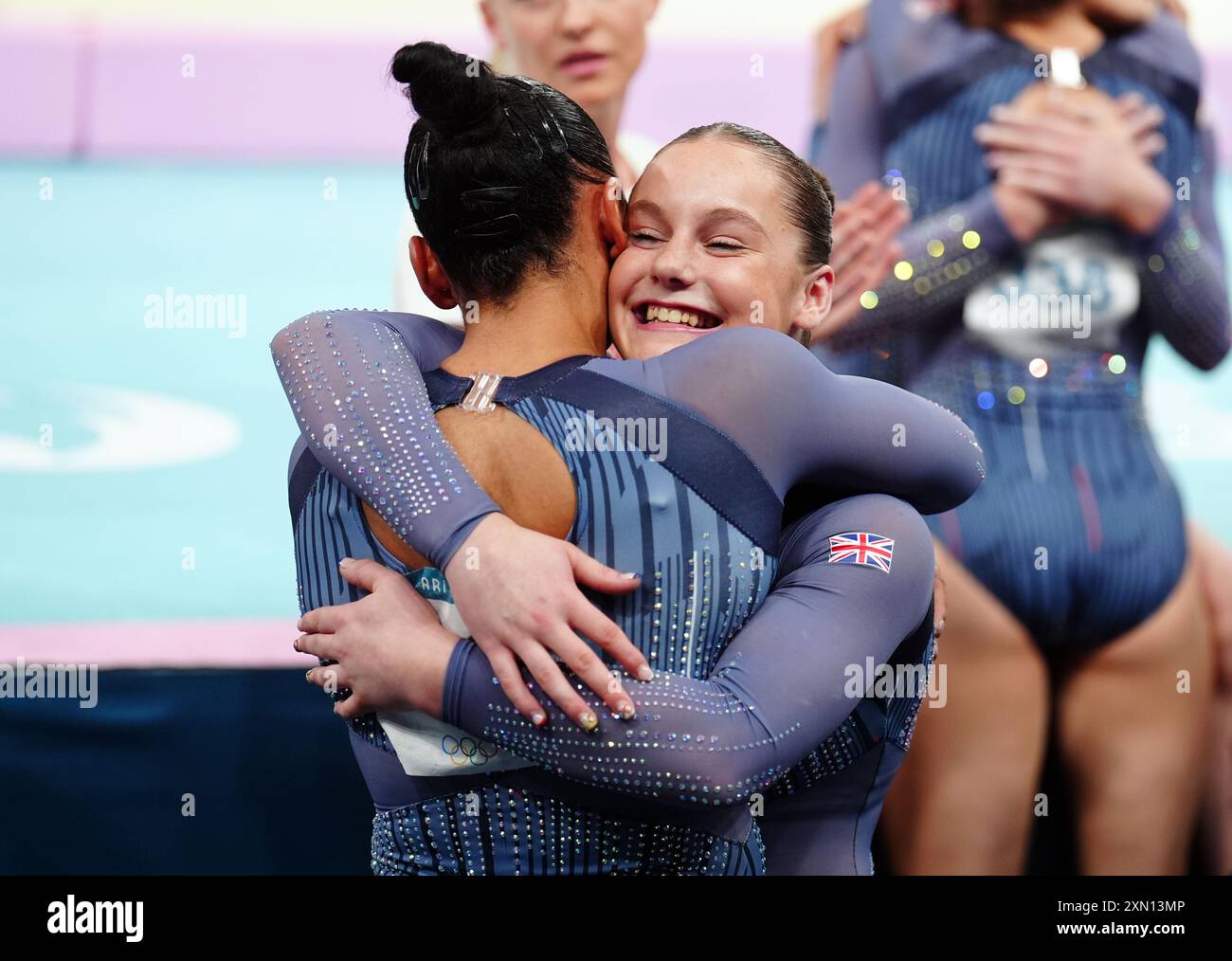 Great Britain's Rebecca Downie with Abigail Martin following the ...