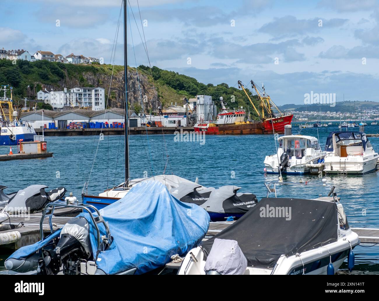 The seaside town of Brixham on the English Riviera and Devon coast ...
