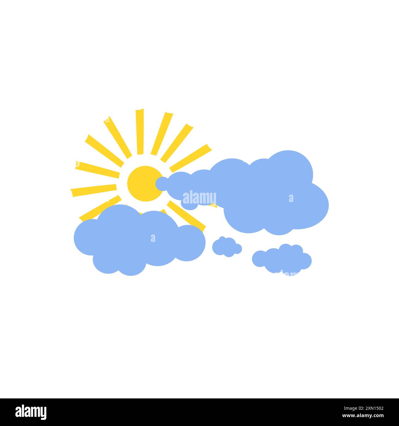 Partly cloudy, sun and clouds cute hand drawn doodle minimalist vector ...