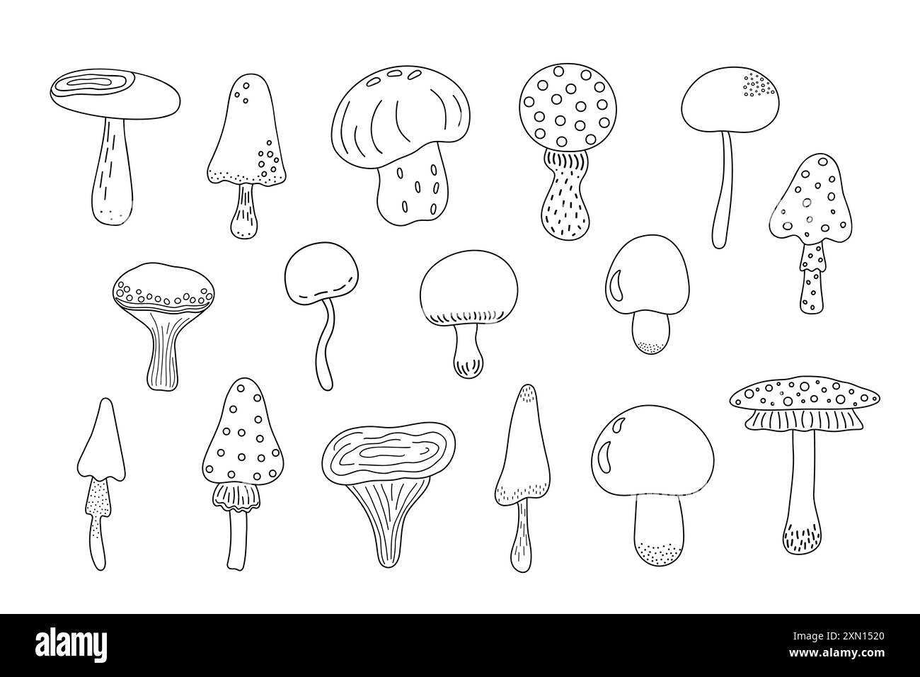 Mushroom, toadstool set seasonal Halloween vector illustration of ...