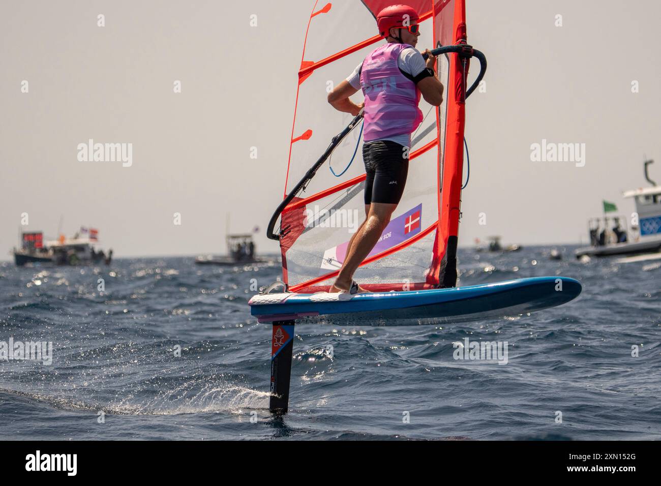 Denmark's Johan Soee competes in a men's windsurfing race, Tuesday ...