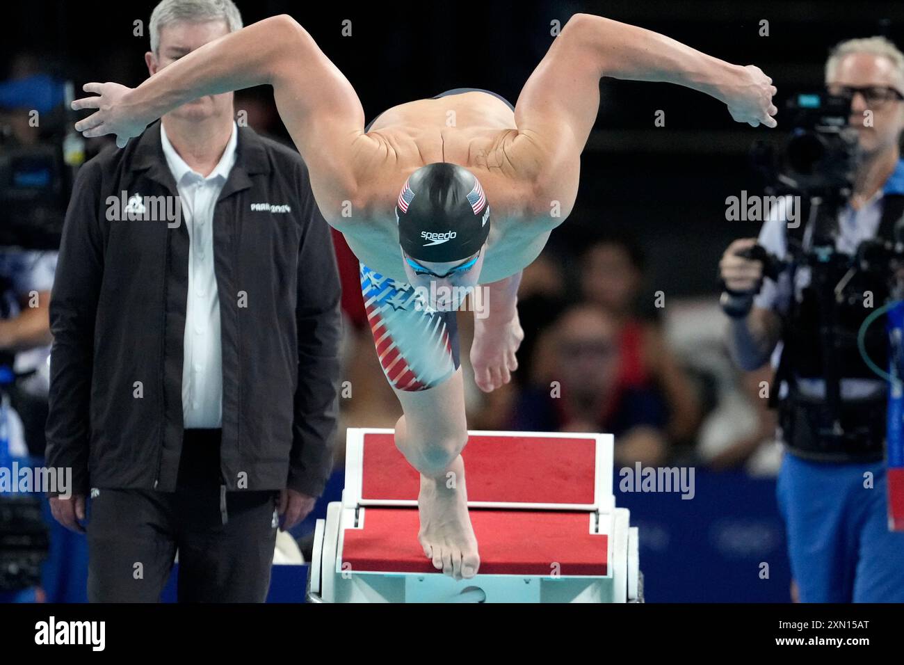 Jack Alexy, of the United States, competes during the men's 100-meter ...