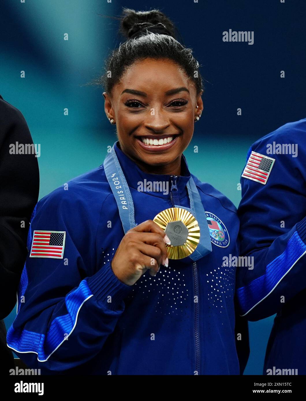 USA's Simone Biles with her gold medal following the artistic ...