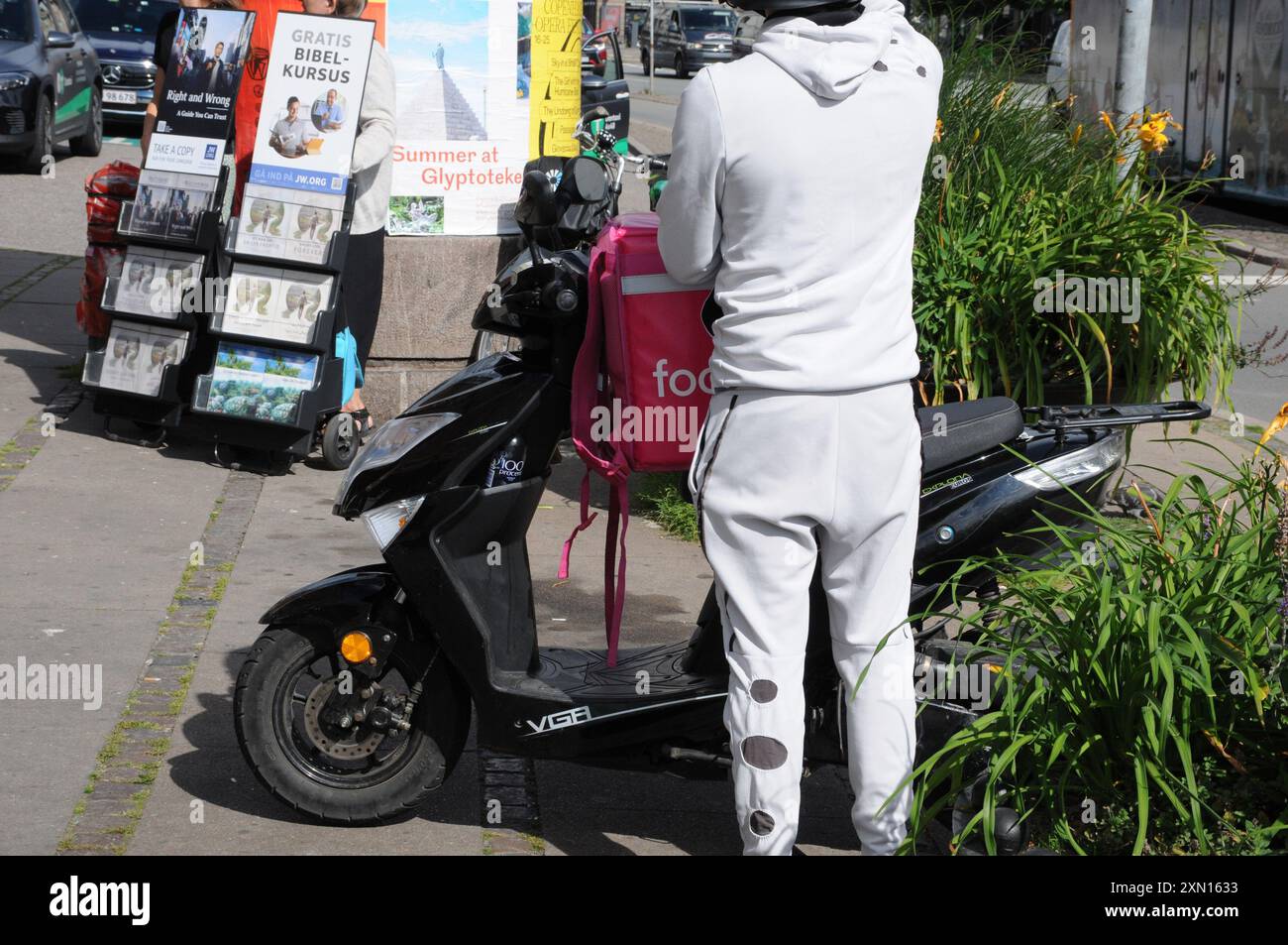 Copenhagen/ Denmark/30 July 2024/ Foodora delivery man in danish ...