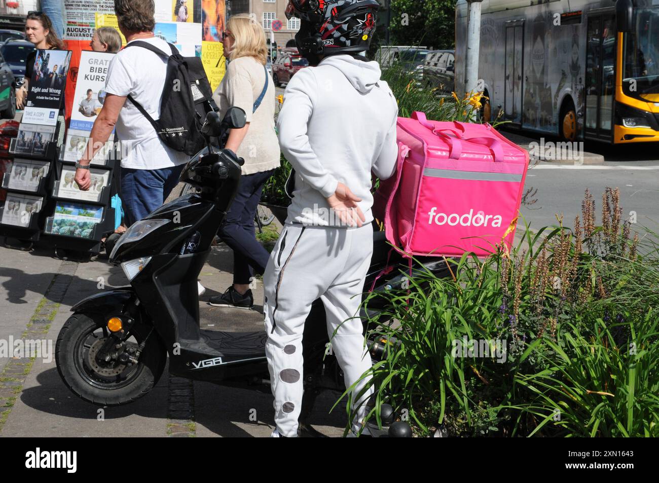 Copenhagen/ Denmark/30 July 2024/ Foodora delivery man in danish ...