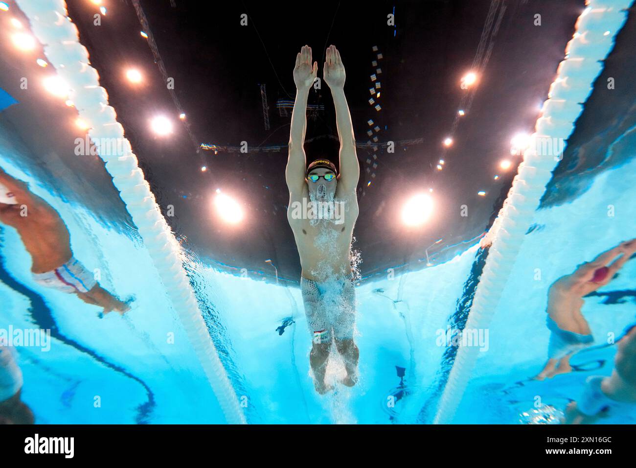 Kristof Milak, of Hungary, competes during the men's 200-meter ...
