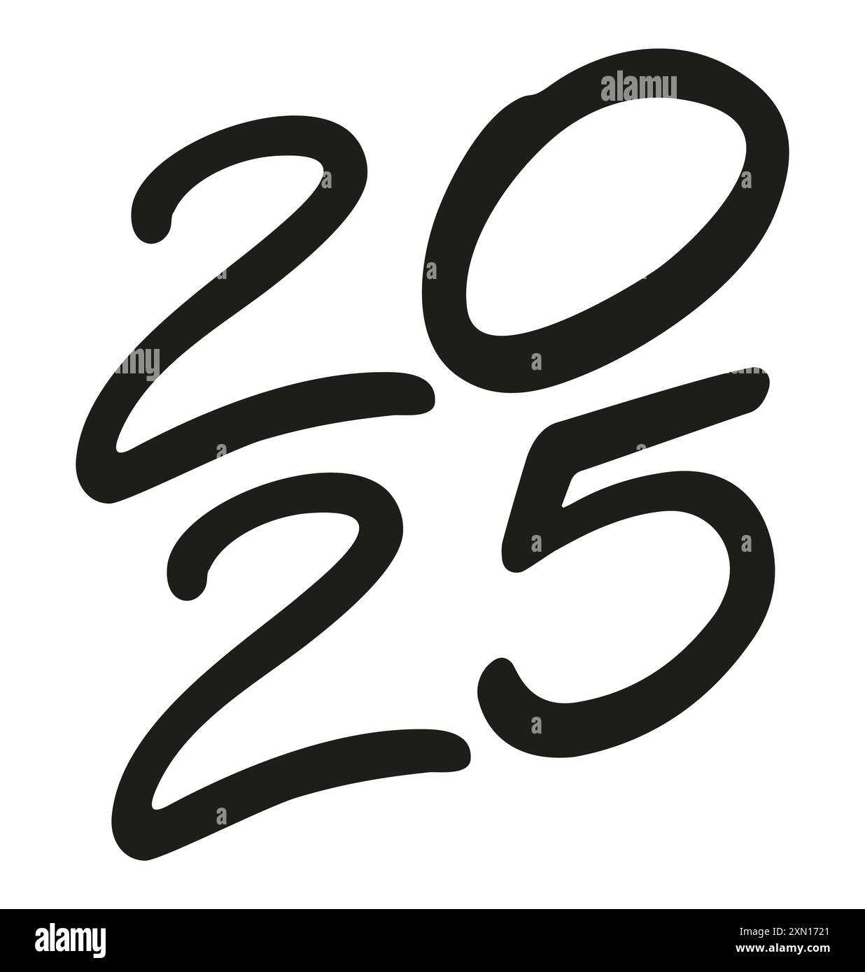 Vector 2025 year black handwriting vertical font. Illustration with ...