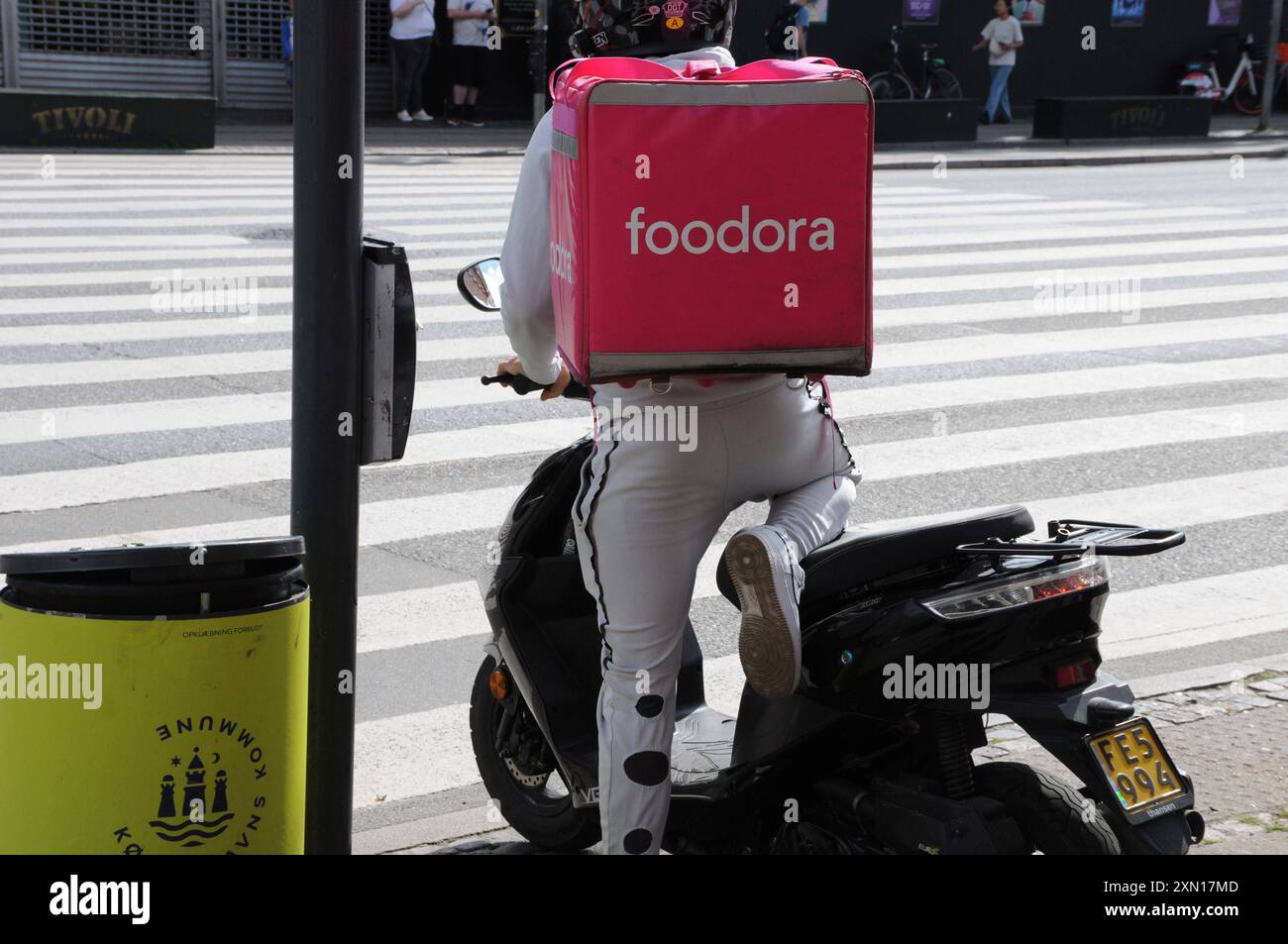 Copenhagen/ Denmark/30 July 2024/ Foodora delivery man in danish ...