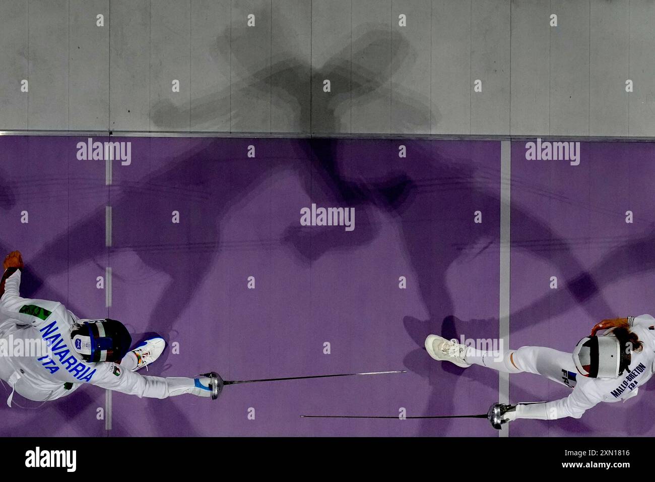 France's Auriane Mallo Breton, right, competes with Italy's Mara ...