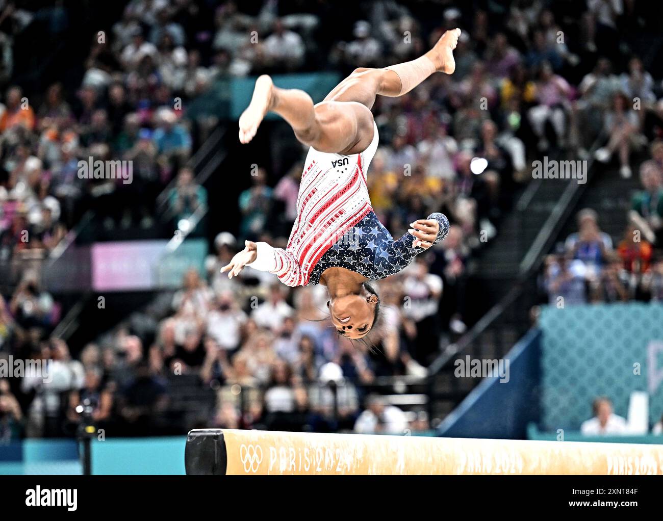 Paris, France. 30th July, 2024. Simone Biles from USA performs a ...
