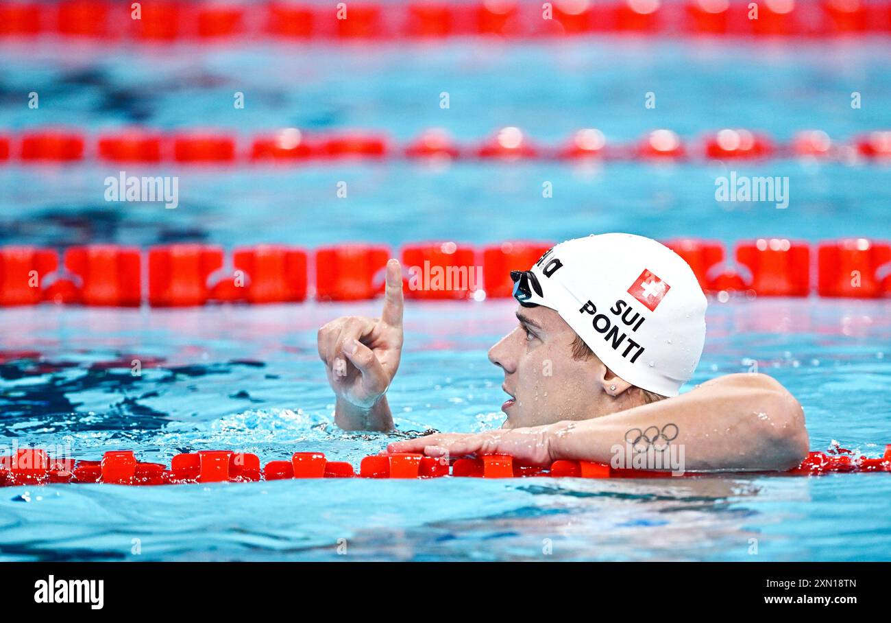Paris, France. 30th July, 2024. Noe Ponti of Switzerland reacts after ...